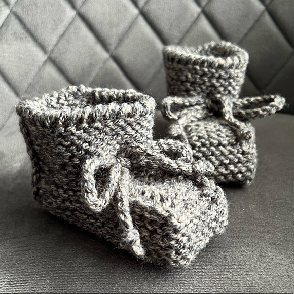 Shoes | Handmade Gray Beige Baby Booties | Poshmark
